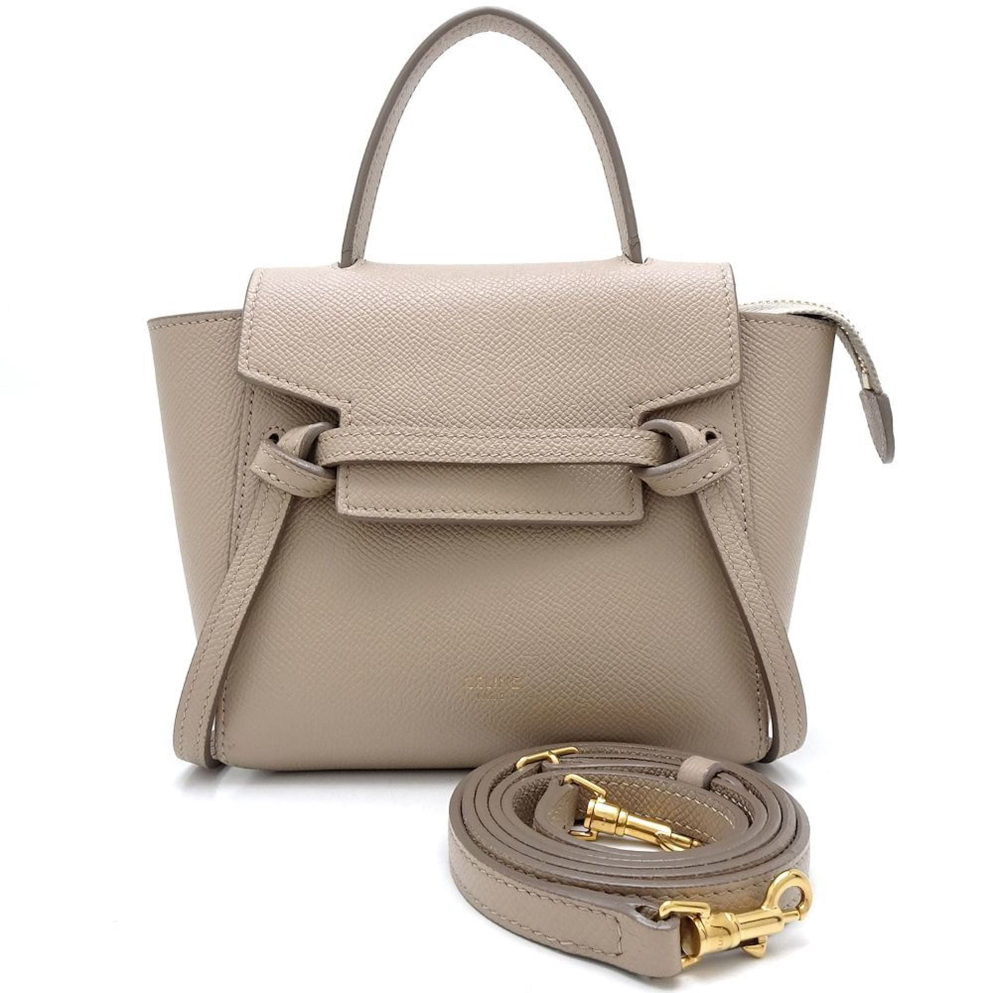 Pre-Owned CELINE Pico Belt Bag 194263 Handbag Calfskin Light Taupe ...