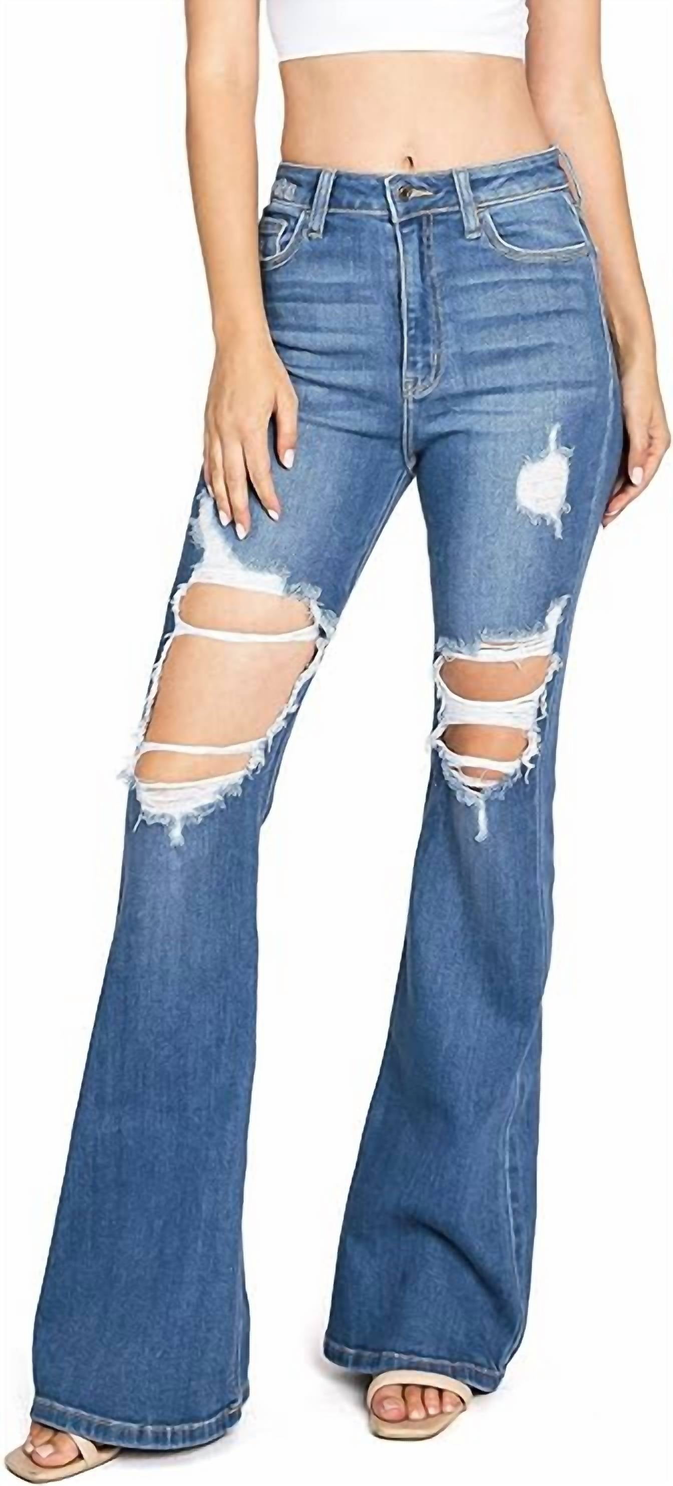 CELLO Willow High Rise Distress Super Flare Jeans - Walmart.com
