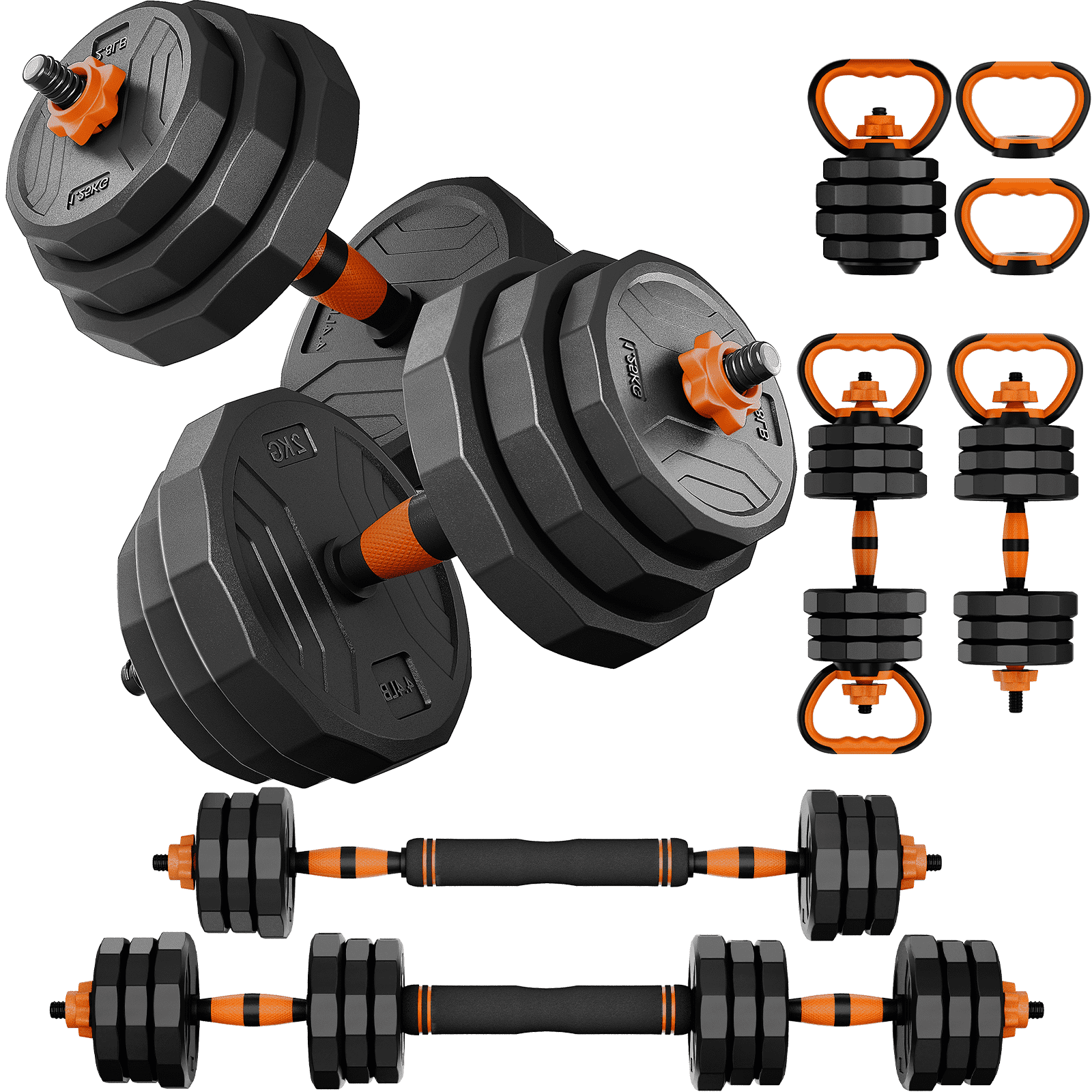 CELLOMOMO 66lbs 4-in-1 Adjustable Set: Barbells, Dumbbells for Home Gym ...