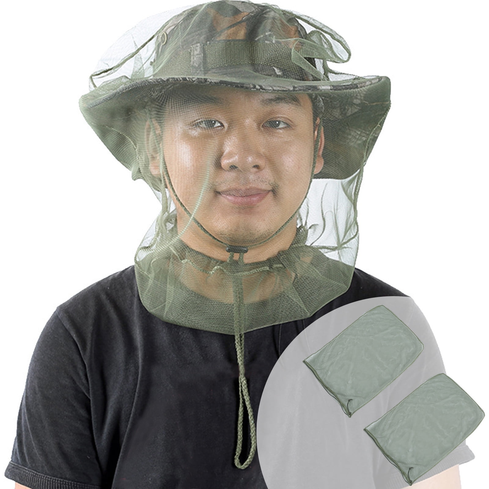 CELNNCOE 2pcs Outdoor Premium Mosquito Head Net Mesh Face Neck Fly ...