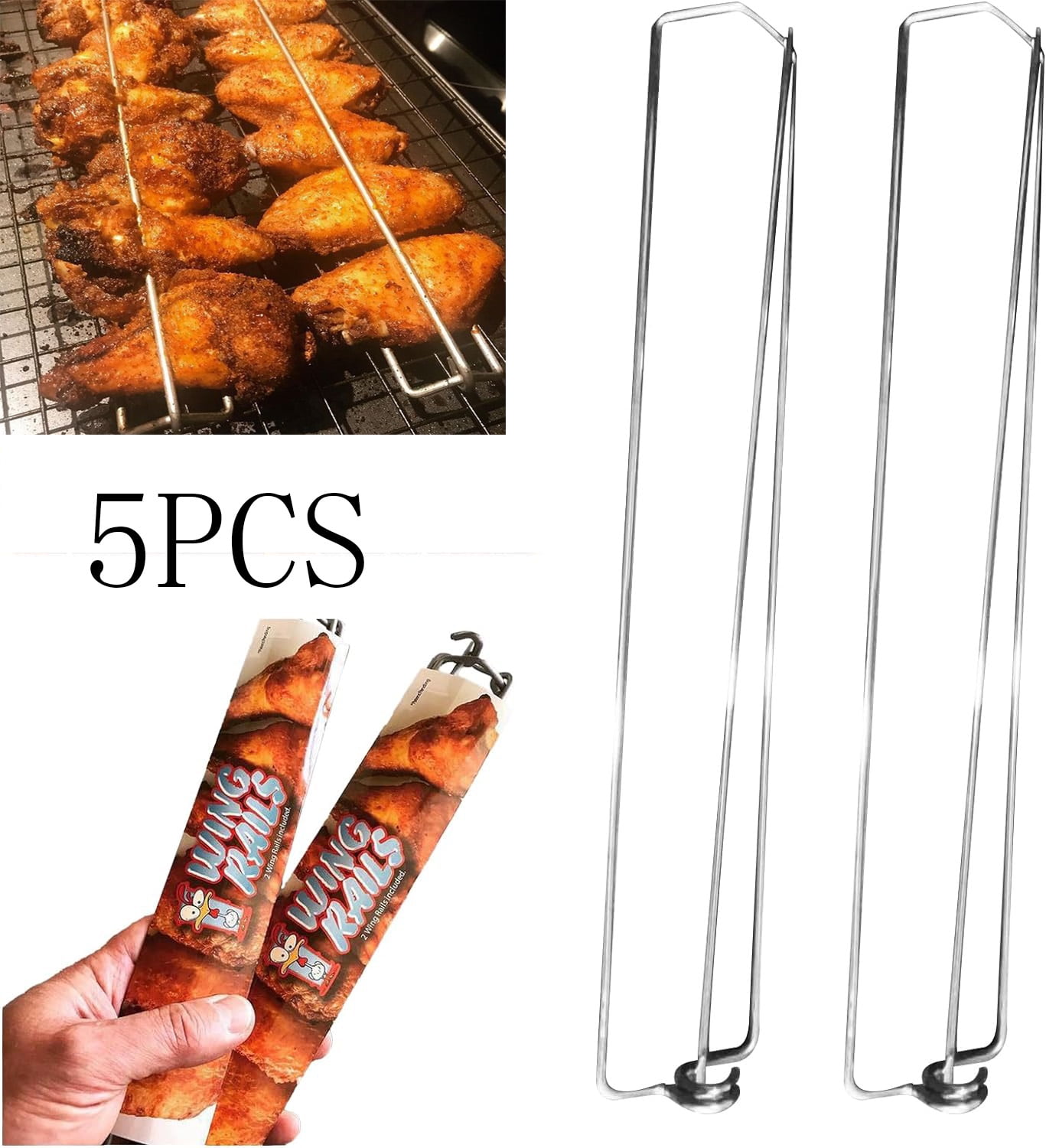 CELNNCOE Metal Chicken Wing Rack BBQ Fork, Wing Rails for Grilling ...
