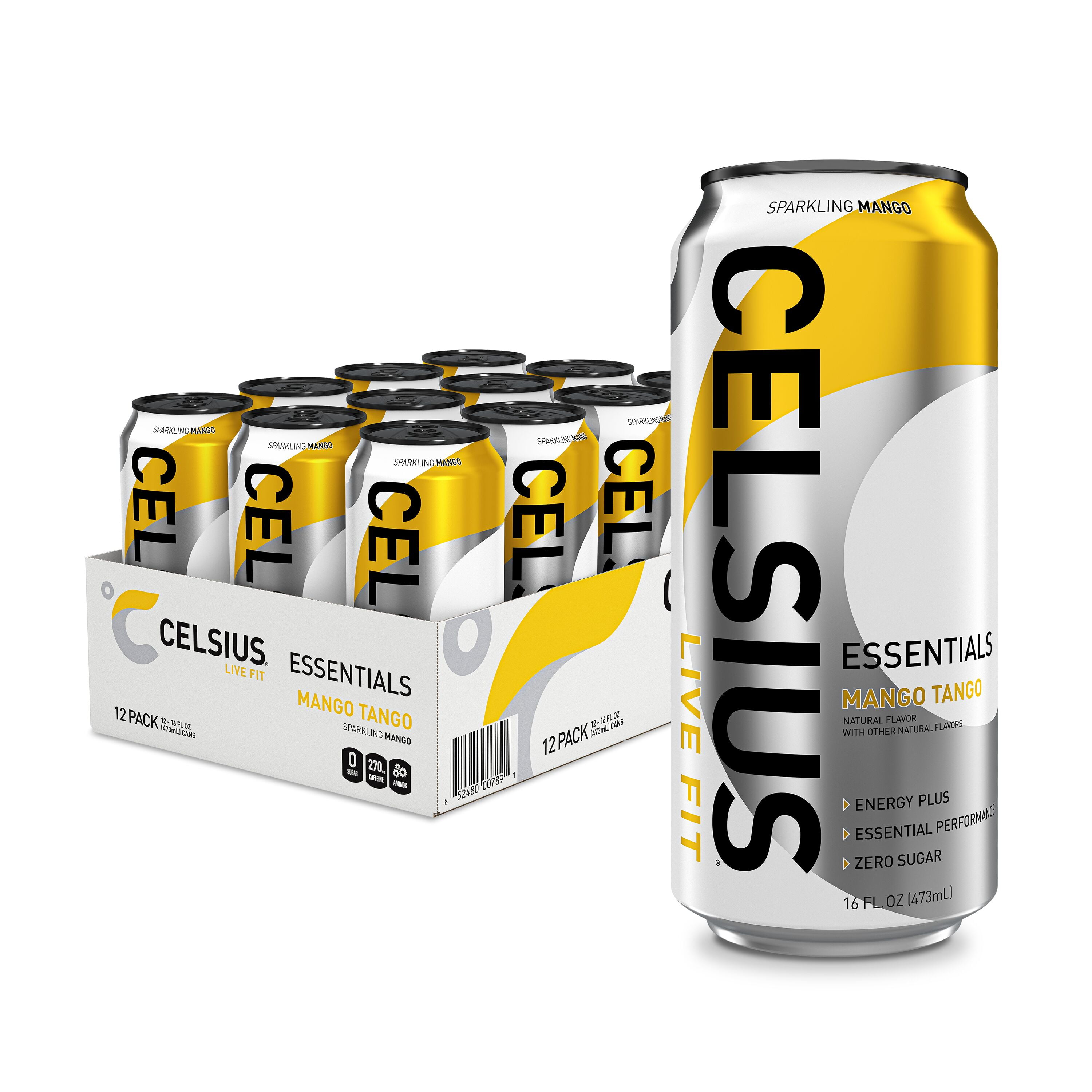CELSIUS ESSENTIALS, Sparkling Mango Tango, Performance Energy Drink 16 ...
