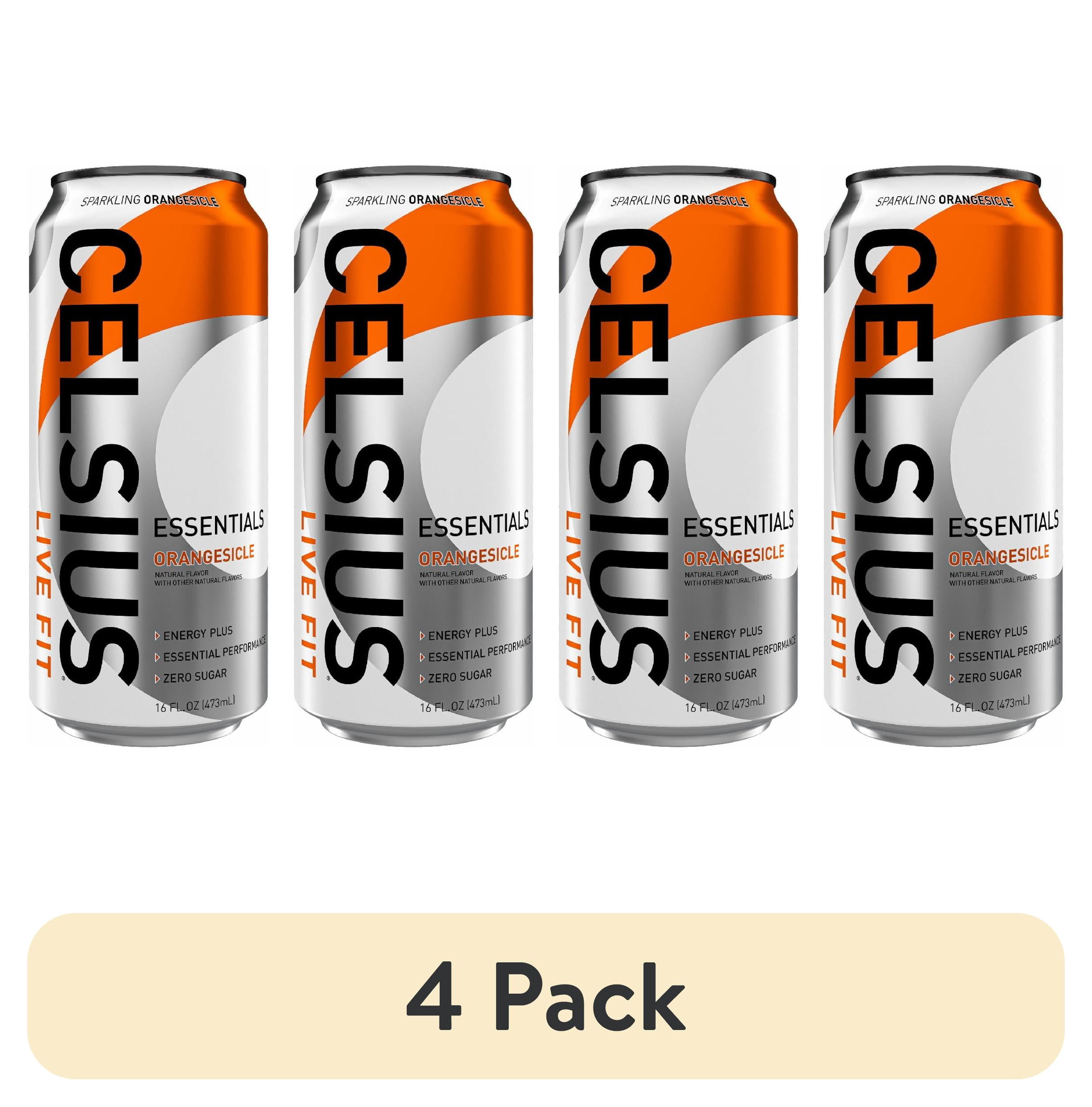 (4 pack) CELSIUS ESSENTIALS, Sparkling Orangesicle, Performance Energy Drink 16 fl oz Single Can ...