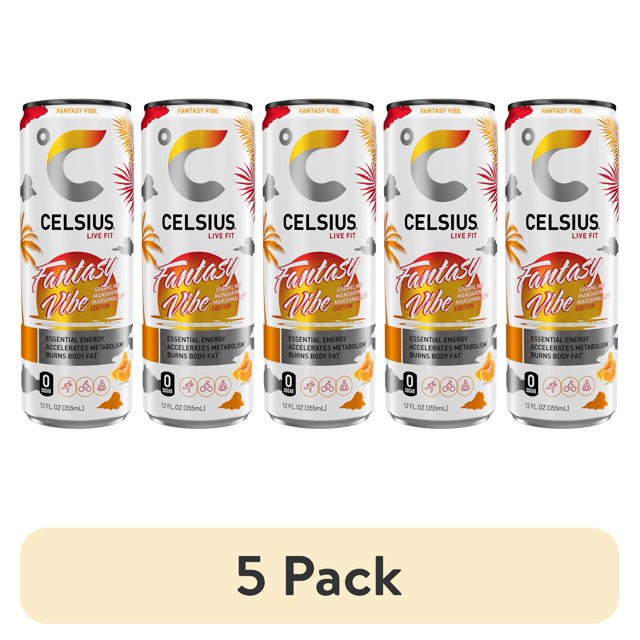 (5 pack) CELSIUS Sparkling Fantasy Vibe, Functional Essential Energy ...