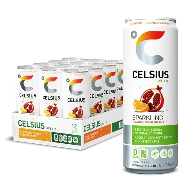 CELSIUS Healthy Energy Drink, Sugar-Free, 12 Fl Oz, Sparkling Orange ...