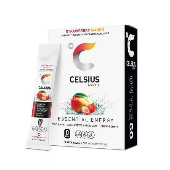 CELSIUS On The Go Energy Drink Mix, Strawberry Mango (4 Pack of 14 Stick Pack) - Walmart.com