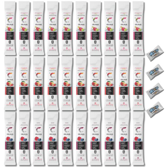CELSIUS On The Go Energy Powder Sticks 30ct (Zero Sugar, 3 Flavors) + 4 ...
