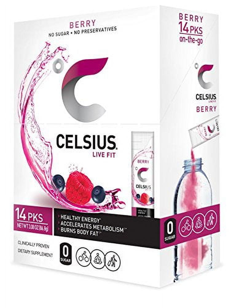 CELSIUS On-the-Go Powder Stick Packs, Zero Sugar (14 Sticks per Pack ...