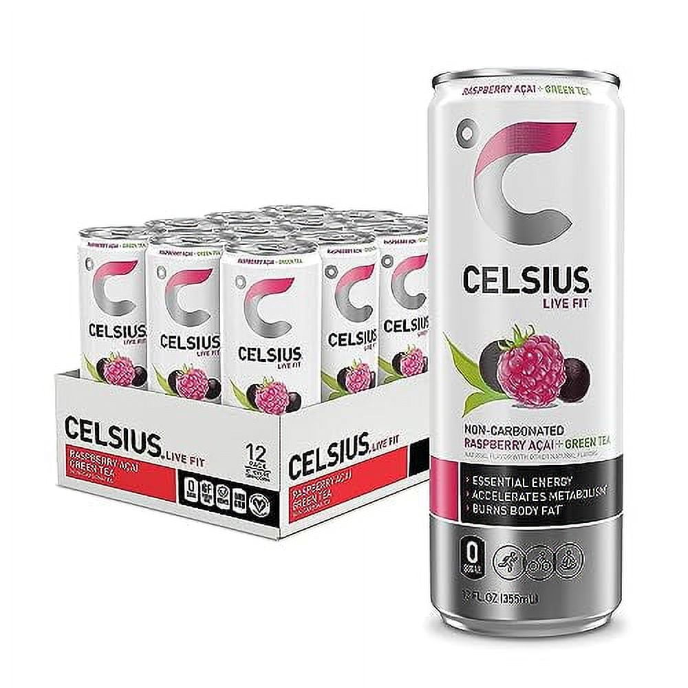 CELSIUS Raspberry Acai Green Tea, Functional Essential Energy Drink 12 ...
