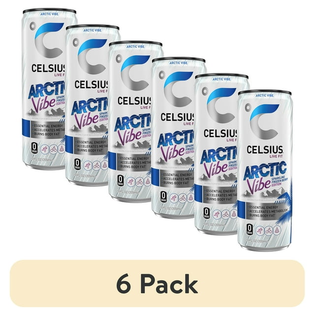 (6 pack) CELSIUS Sparkling Arctic Vibe, Functional Energy Drink 12 fl ...