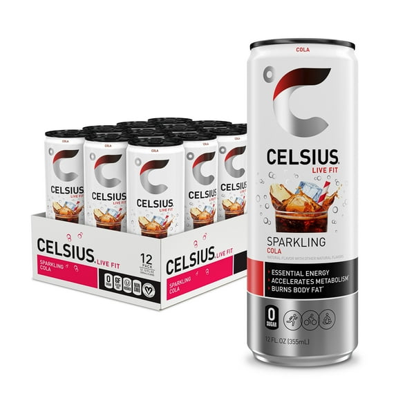 CELSIUS Sparkling Cola, Non-Carbonated Essential Energy Beverage, 12 fl ...