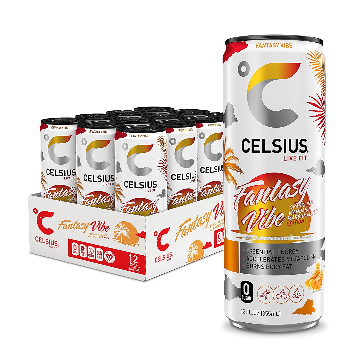 CELSIUS Sugar-Free Essential Energy Drink - Sparkling Fantasy Vibe, Functional, 12 Fl Oz ...