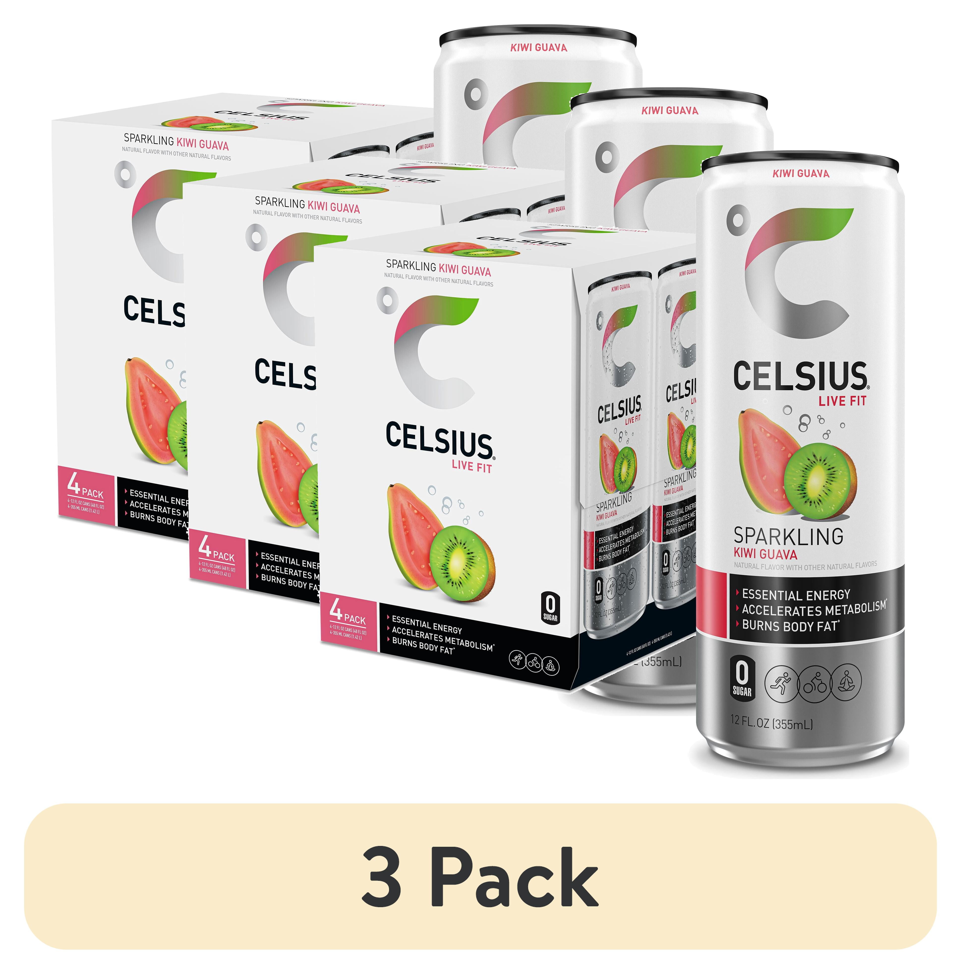 (3 pack) CELSIUS Sparkling Kiwi Guava, Functional Energy Drink 12 fl oz ...