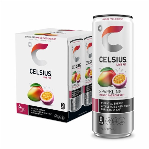 CELSIUS Sparkling Mango Passion Fruit Energy Drink - 12 fl oz - 4 cans ...
