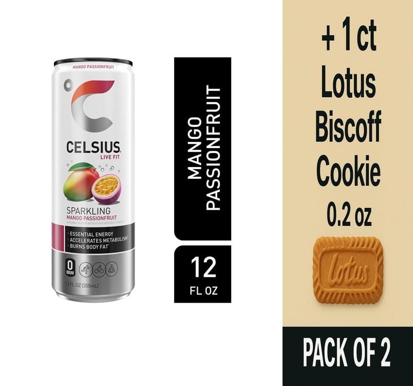 CELSIUS Sparkling Mango Passionfruit Energy Drink Can 12 fl oz - Pack ...