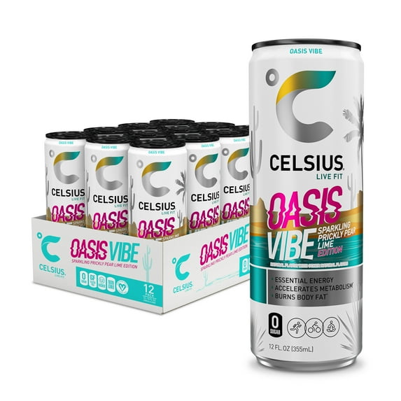 Free Shipping! CELSIUS Sparkling Oasis Vibe, Functional Energy Drink 12 ...