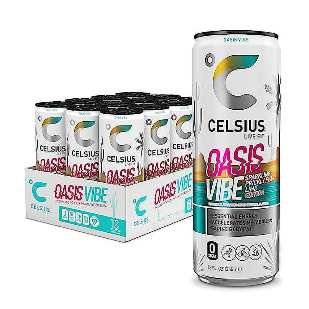 CELSIUS Sparkling Oasis Vibe, Functional Essential Energy Drink, 12 Fl ...