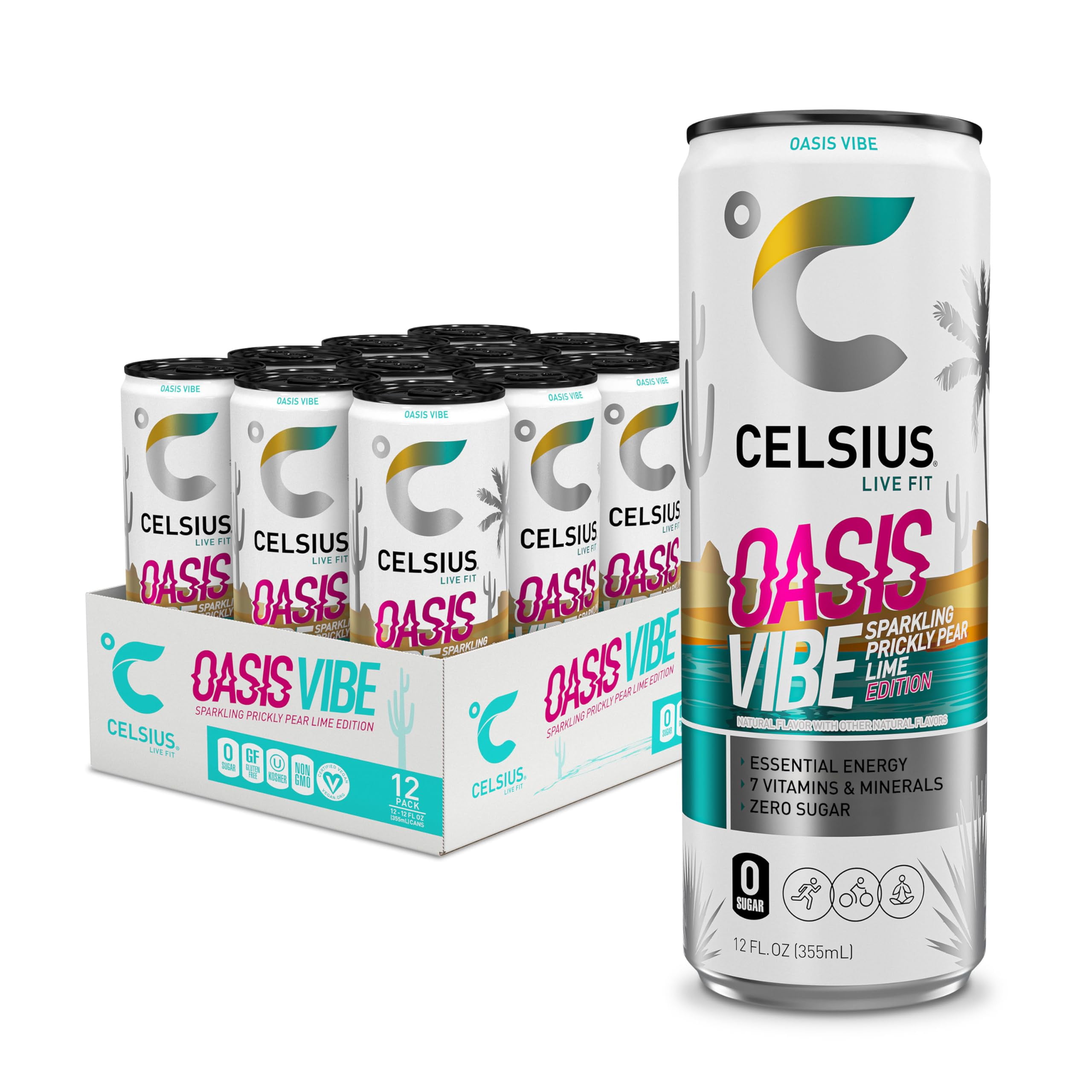 CELSIUS Sparkling Oasis Vibe, Functional Essential Energy Drink, 12 Fl Oz (Pack of 12) - Walmart.com