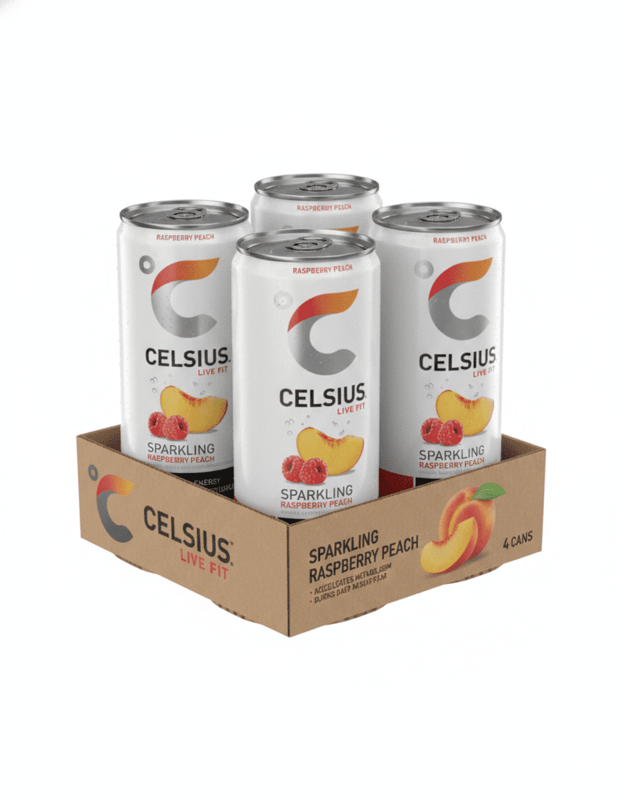 CELSIUS Sparkling Raspberry Peach, Functional Energy Drink 12 fl oz (4 ...