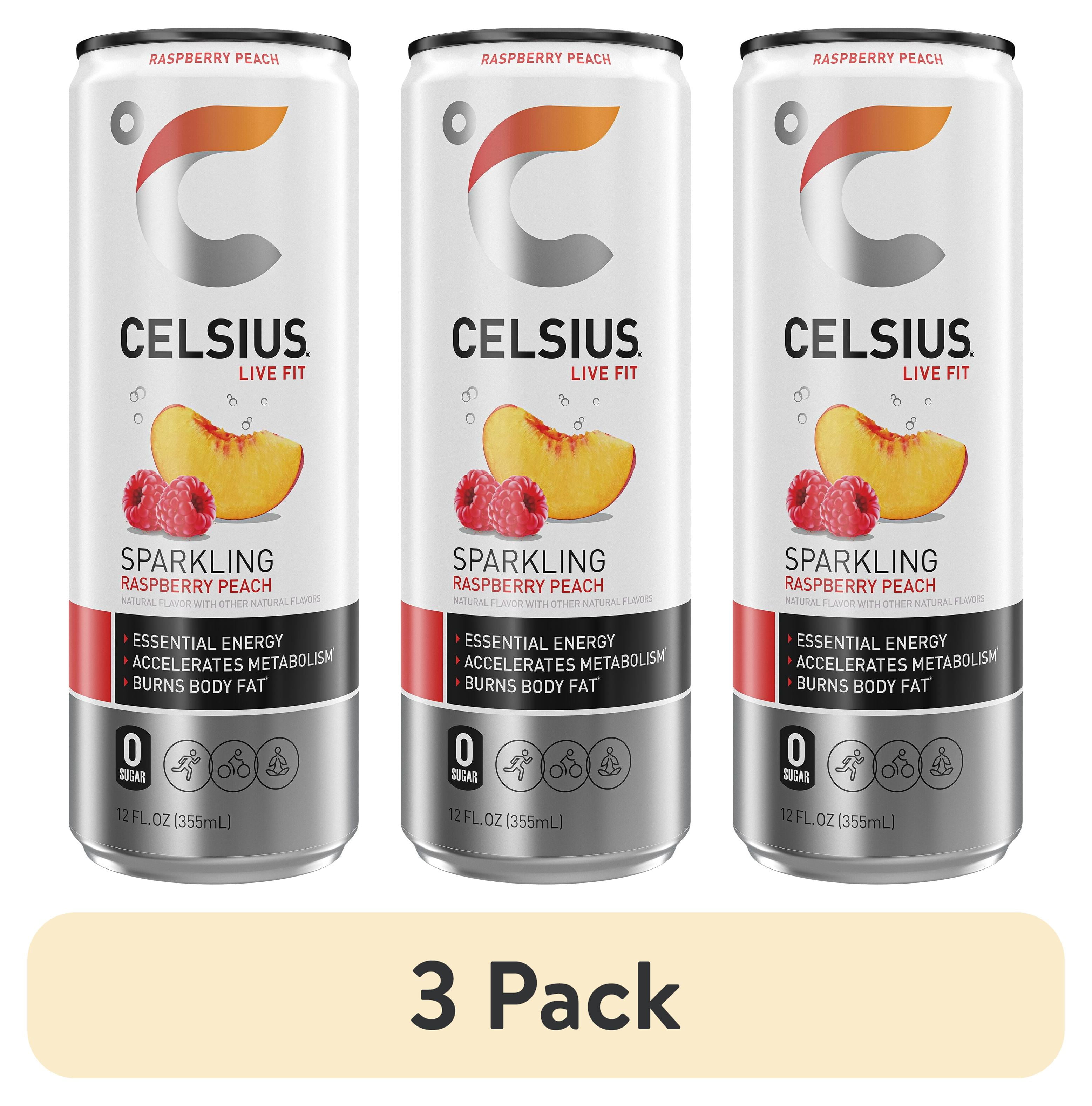 (3 pack) CELSIUS Sparkling Raspberry Peach, Functional Energy Drink 12 ...