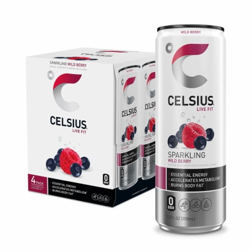 CELSIUS Sparkling Wild Berry Energy Drink - 12 fl oz - 4 cans - Walmart.com