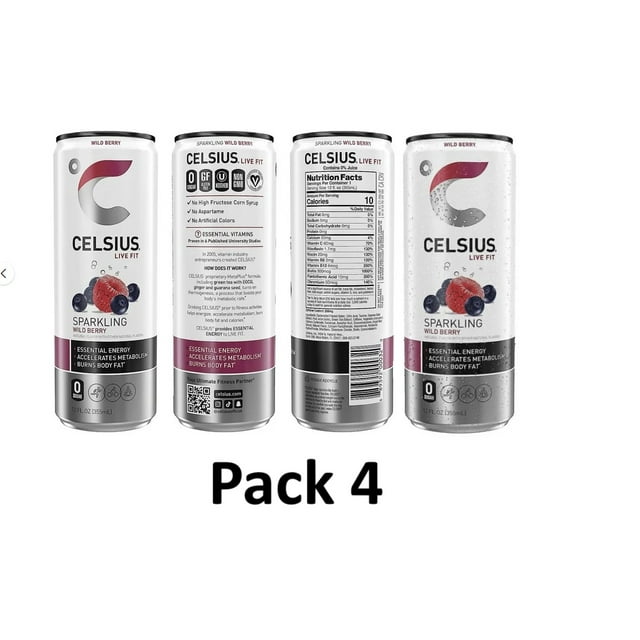 CELSIUS Sparkling Wild Berry, Functional Essential Energy Drink 12 fl ...