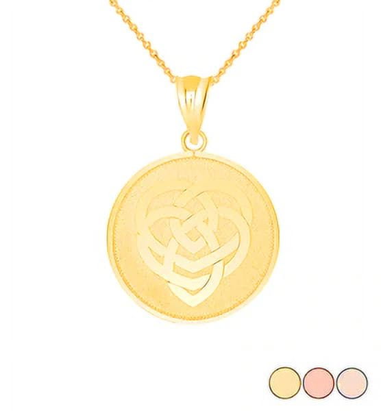 CELTIC KNOT MOTHERHOOD DISC PENDANT NECKLACE IN GOLD (YELLOW/ ROSE ...