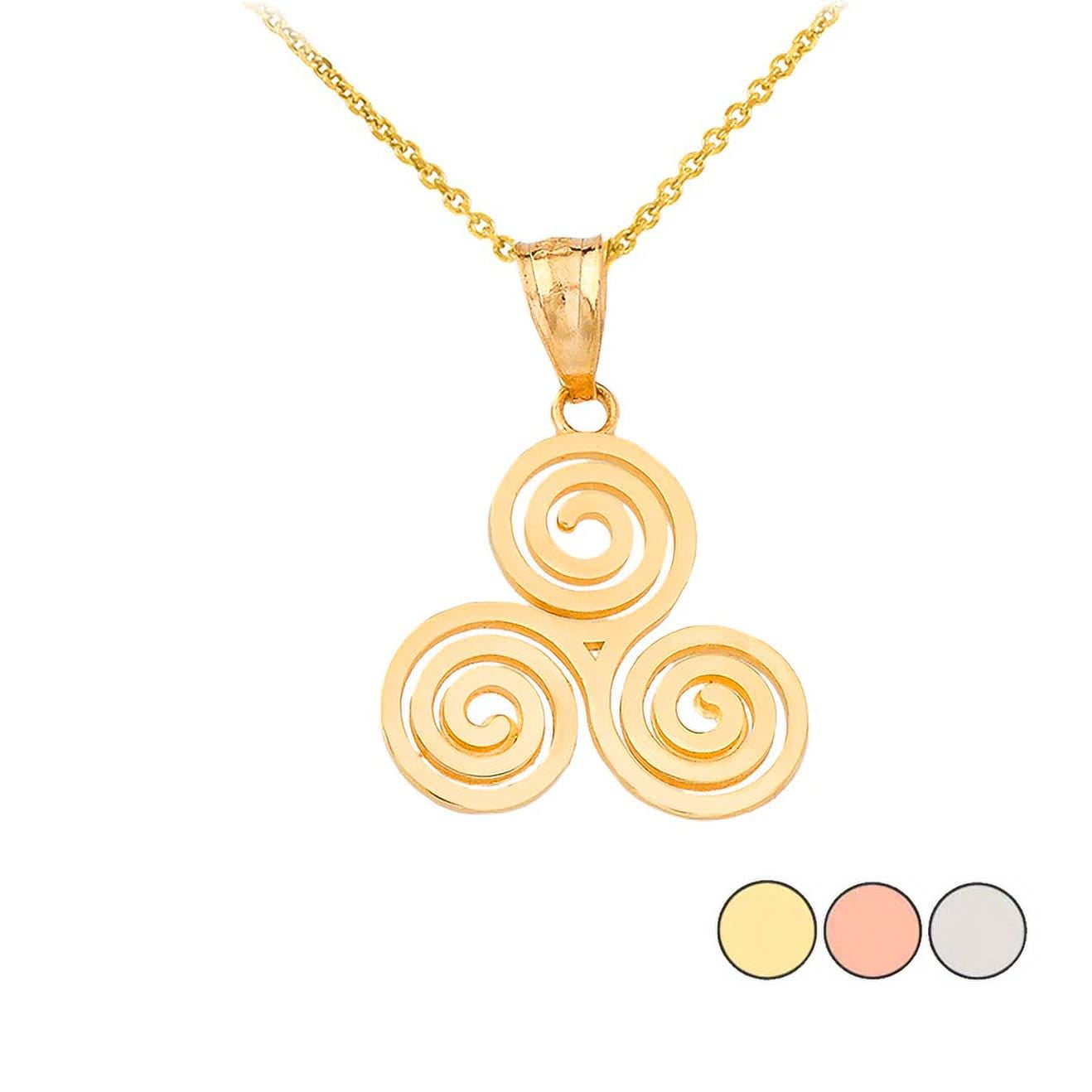 CELTIC KNOT TRISKELE SWIRL PENDANT NECKLACE IN GOLD (YELLOW/ ROSE/WHITE ...