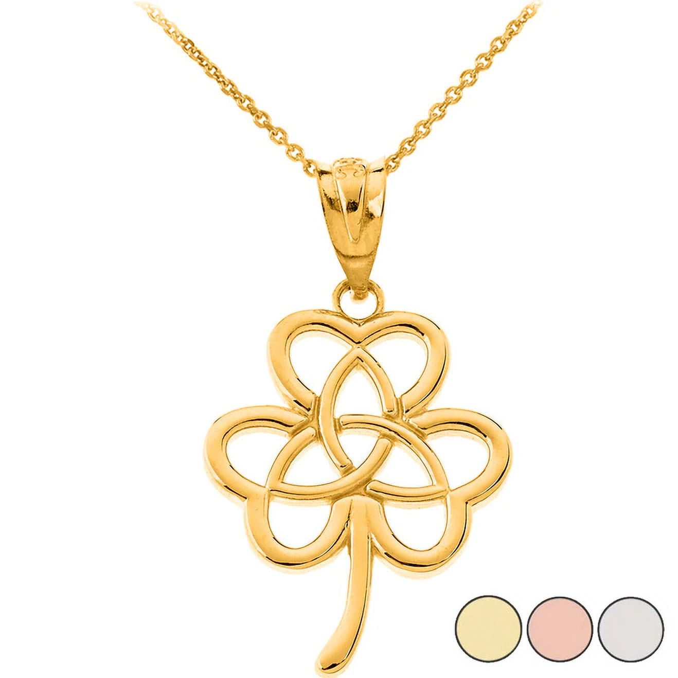 CELTIC TRIQUETRA TRINITY KNOT FLOWER PENDANT NECKLACE IN SOLID GOLD ...