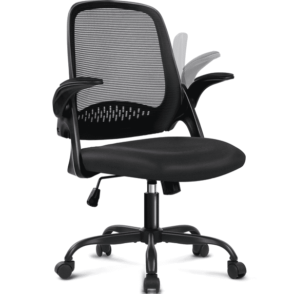 CELTOSS Ergonomic Office Chair, Flip-Up Arms, Adjustable Lumbar Support ...