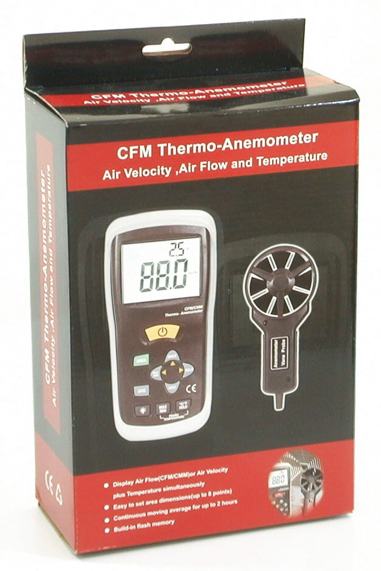 CEM DT-619 Digital CFM CMM Thermometer Anemometer Vane Wind Velocity ...