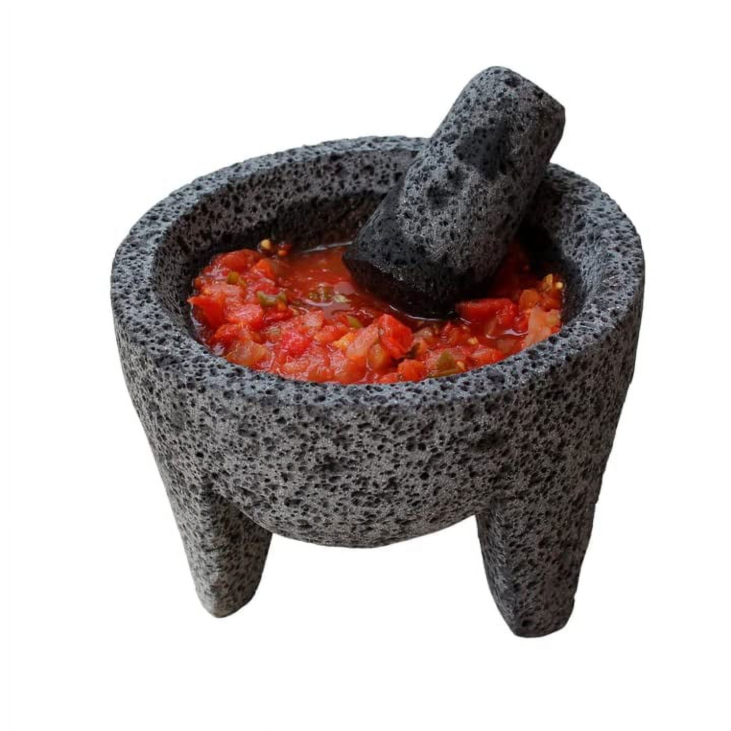 CEMCUI Pestle and Mortar Traditional Shape Volcanic Stone Molcajete 7 ...