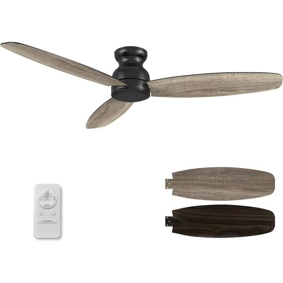 CEME 60 Inch Flush Mount Ceiling Fan without Lights, Black Ceiling Fan ...