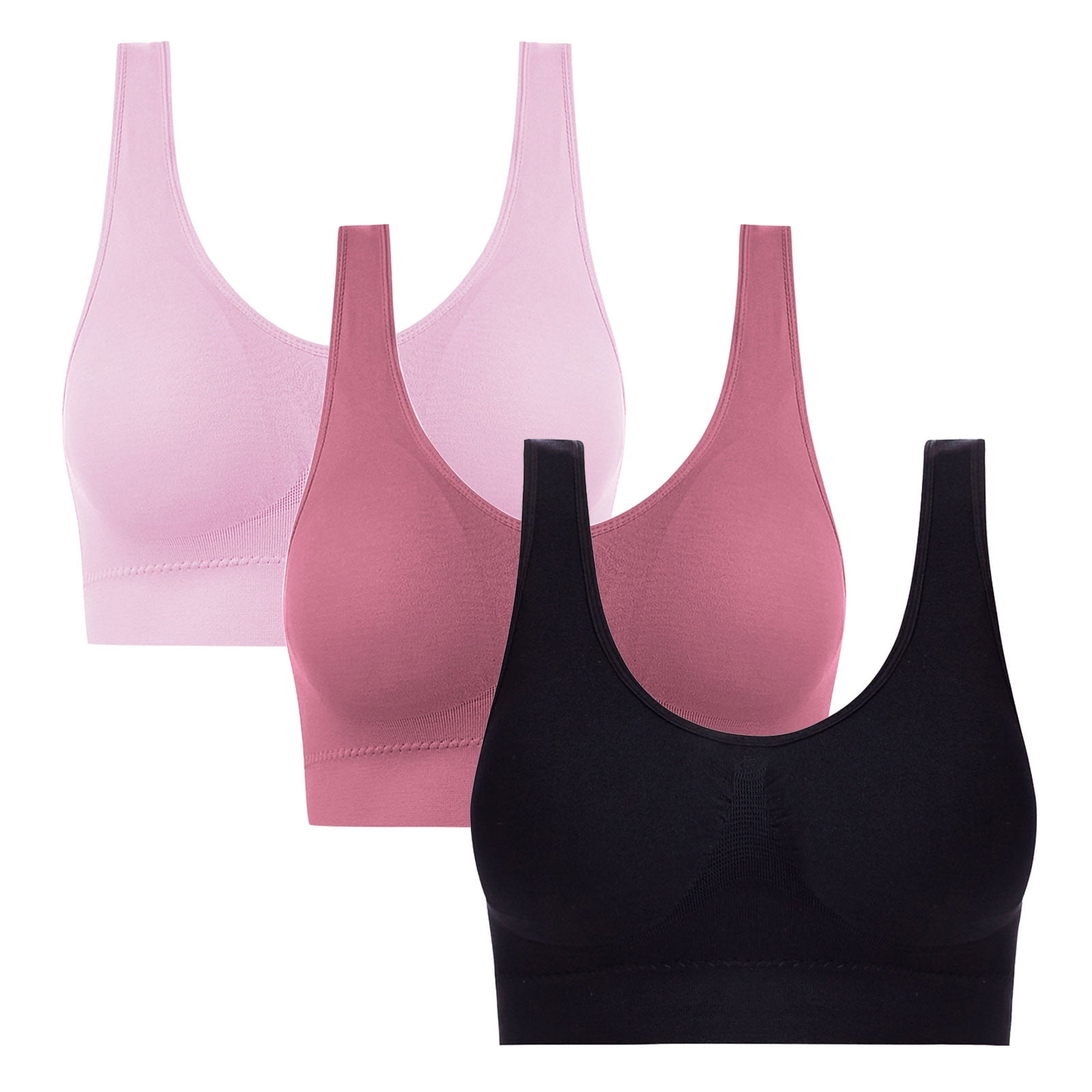 CENGNIAN No Boundaries Women's 3 Pack Traceless Sports Bras,Ladies No ...