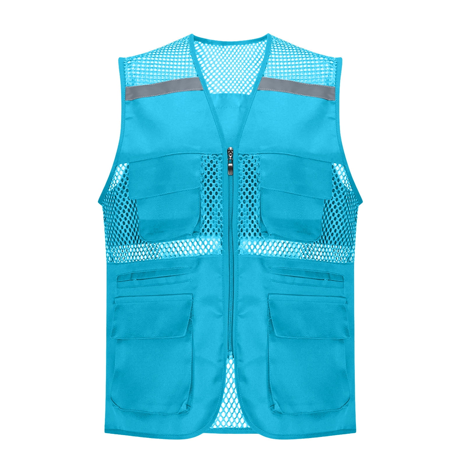 CENGNIAN No Boundaries Women's 4 Pockets Hi-Vis Blue Mesh Safety Vest ...