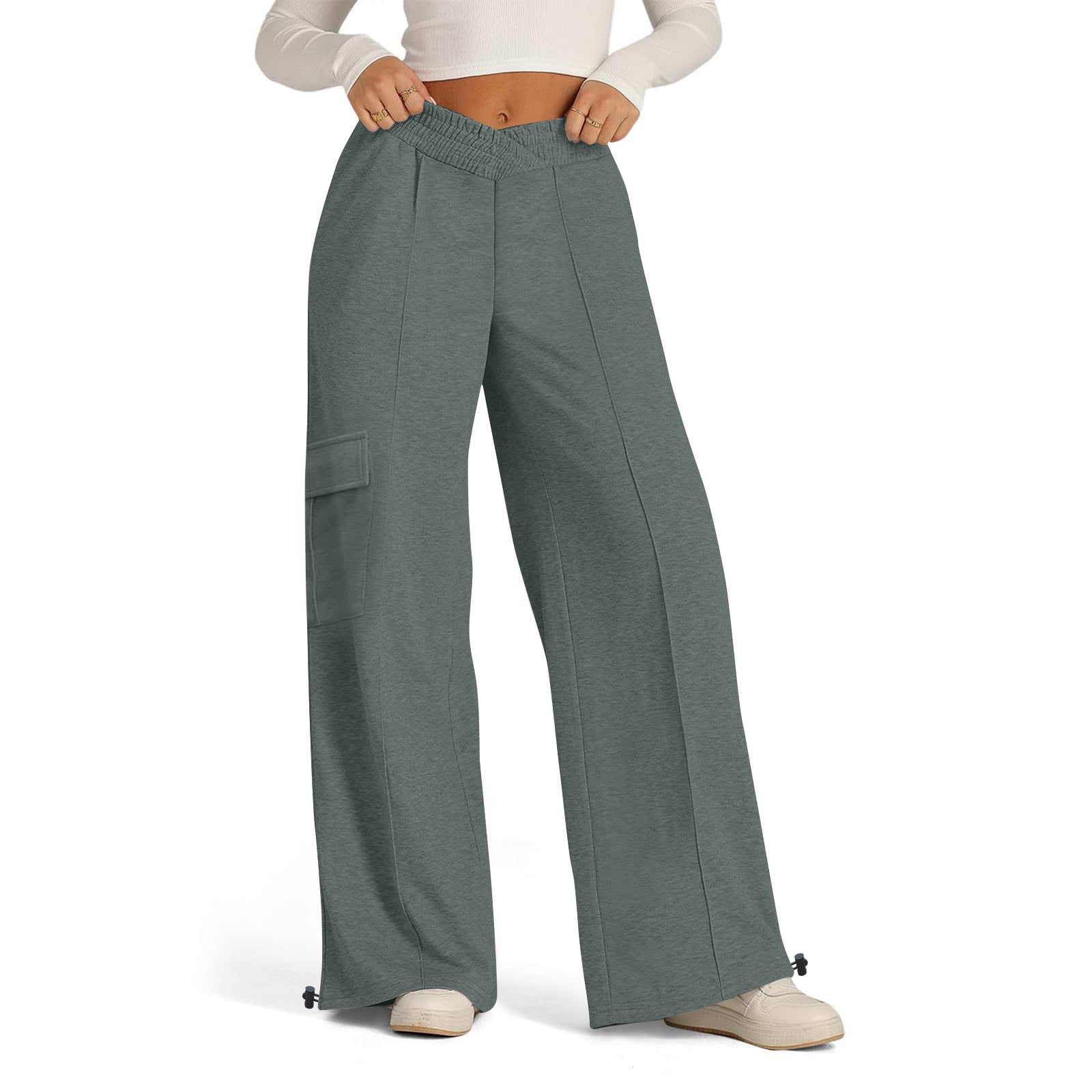 CENGNIAN No Boundaries Women's Drawstring V Waisted Cargo Sweatpants,2 ...