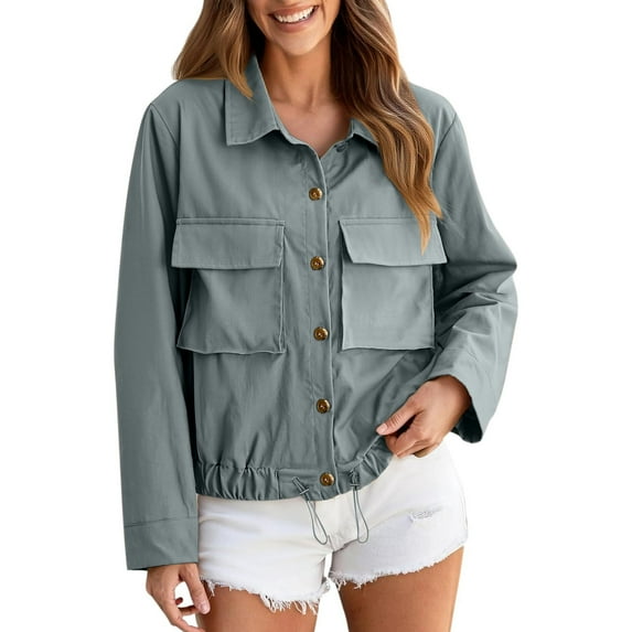 CENGNIAN No Boundaries Women's Lapel Cropped Utility Jackets,Ladies ...