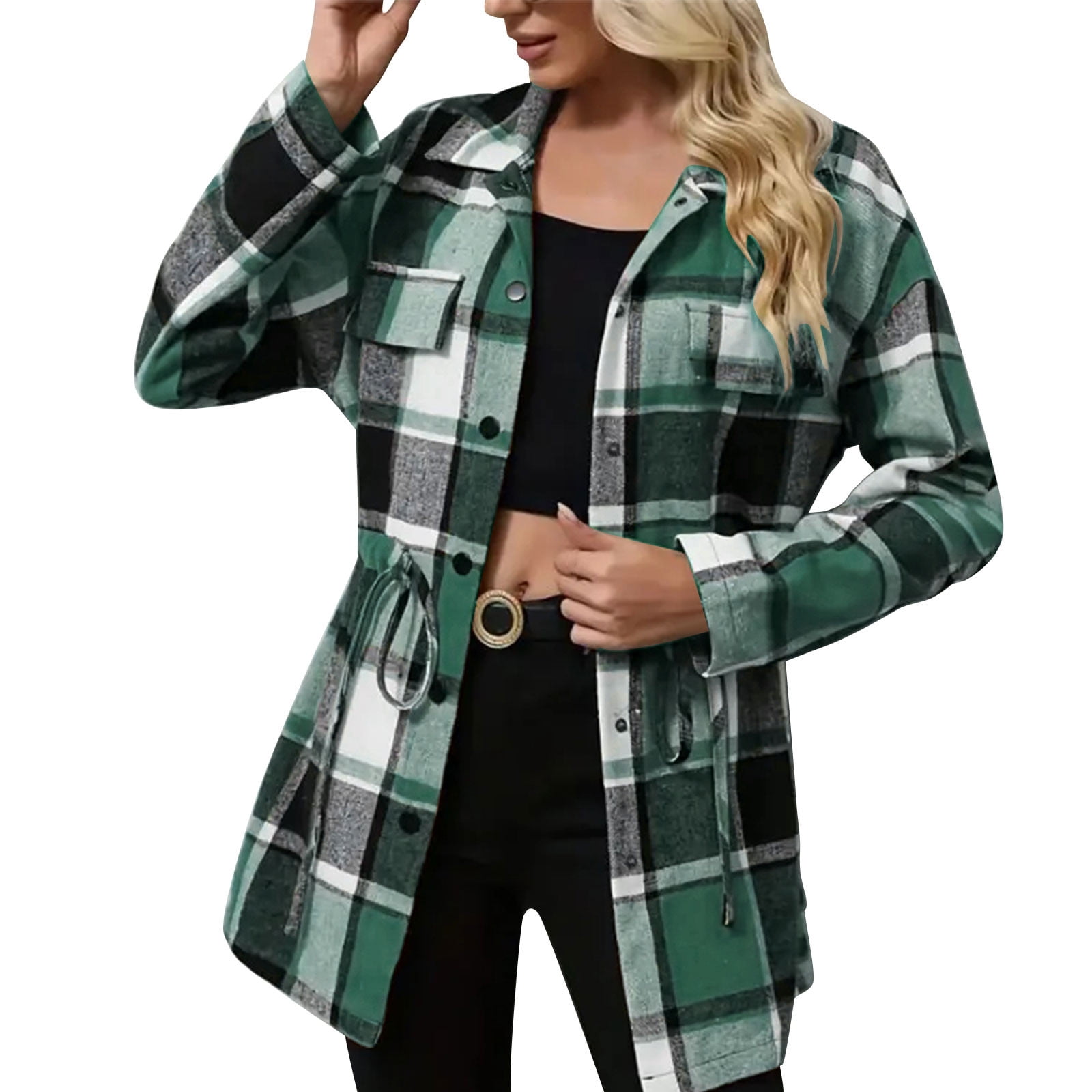 CENGNIAN No Boundaries Women's Oversized Plaid Flannel Shackets,Fall ...