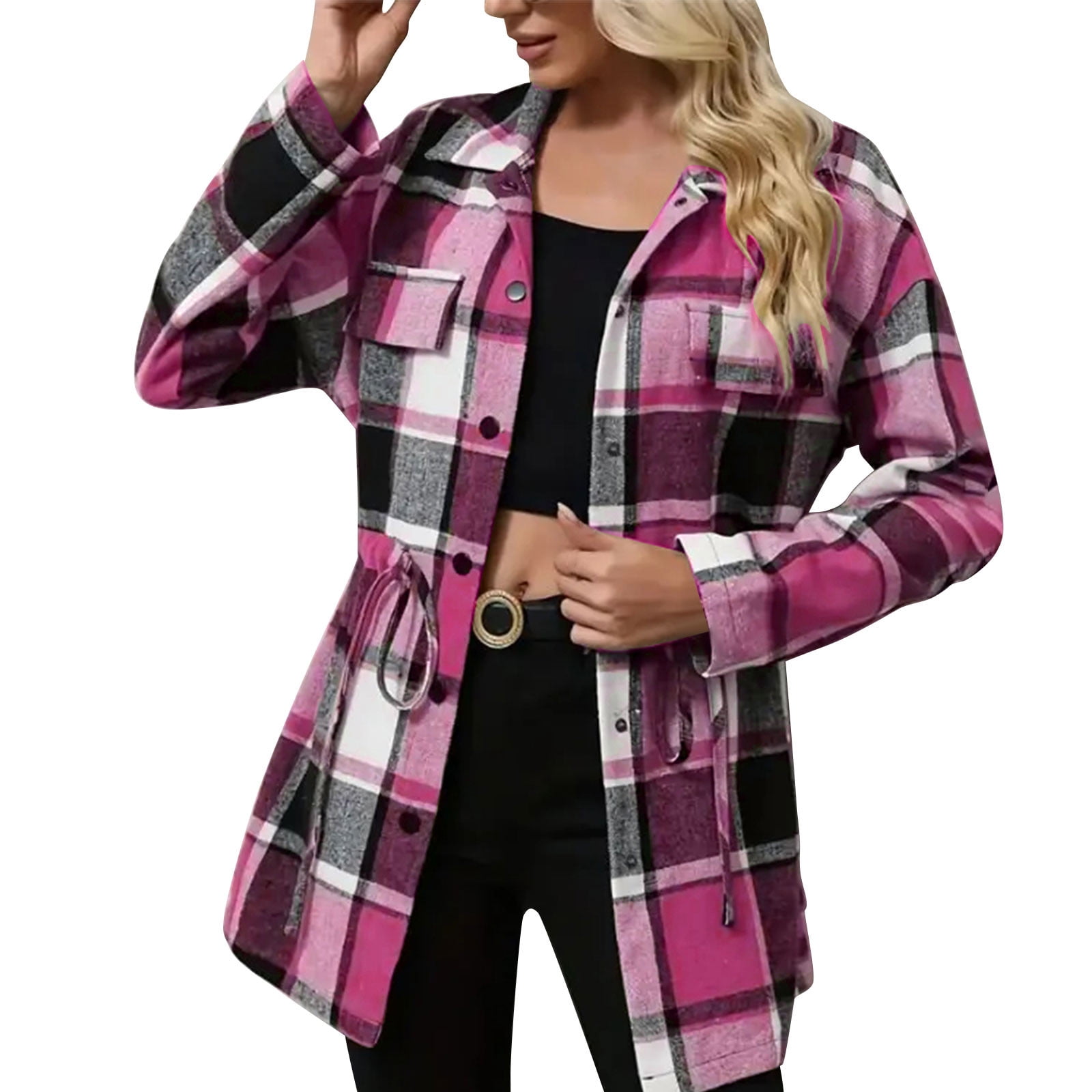 CENGNIAN No Boundaries Women's Oversized Plaid Flannel Shackets,Fall ...