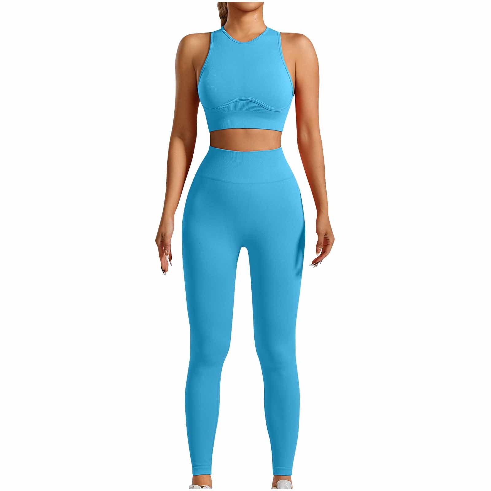 CENGNIAN No Boundaries Women's Seamless High-Waisted Yoga Sets,Ladies Matching Crop Top And ...