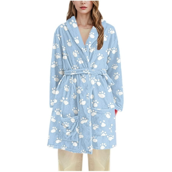 CENGNIAN No Boundaries Women's Warm Belted Plush Bathrobe,Womens Dog ...