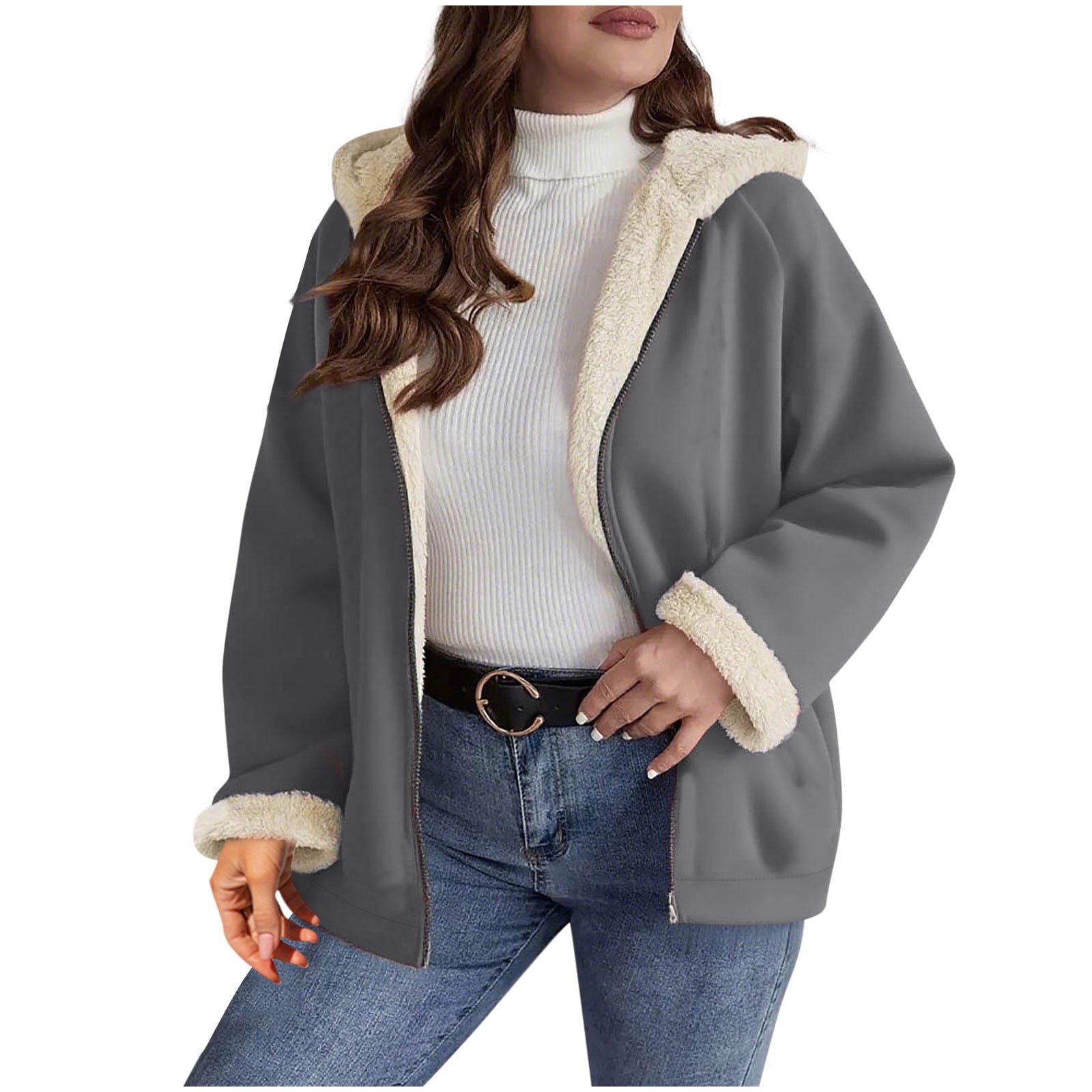 CENGNIAN Women's Winter Sherpa Lined Hooded Cardigans,Ladies Thick ...