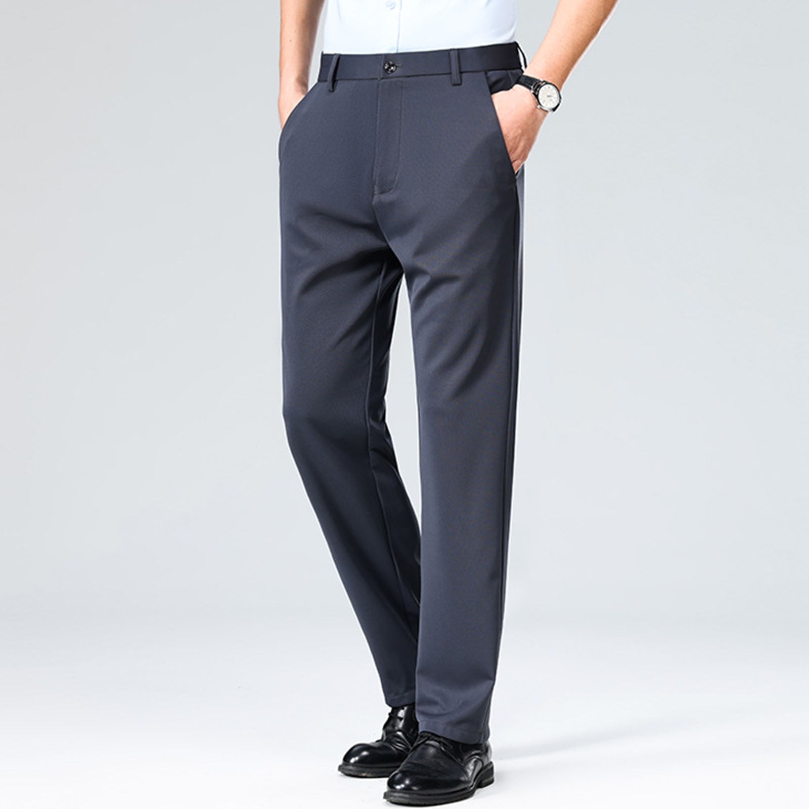 CENGNIAN Mens Solid Color Dress Pants Slim Fit Stretch Chinos with ...