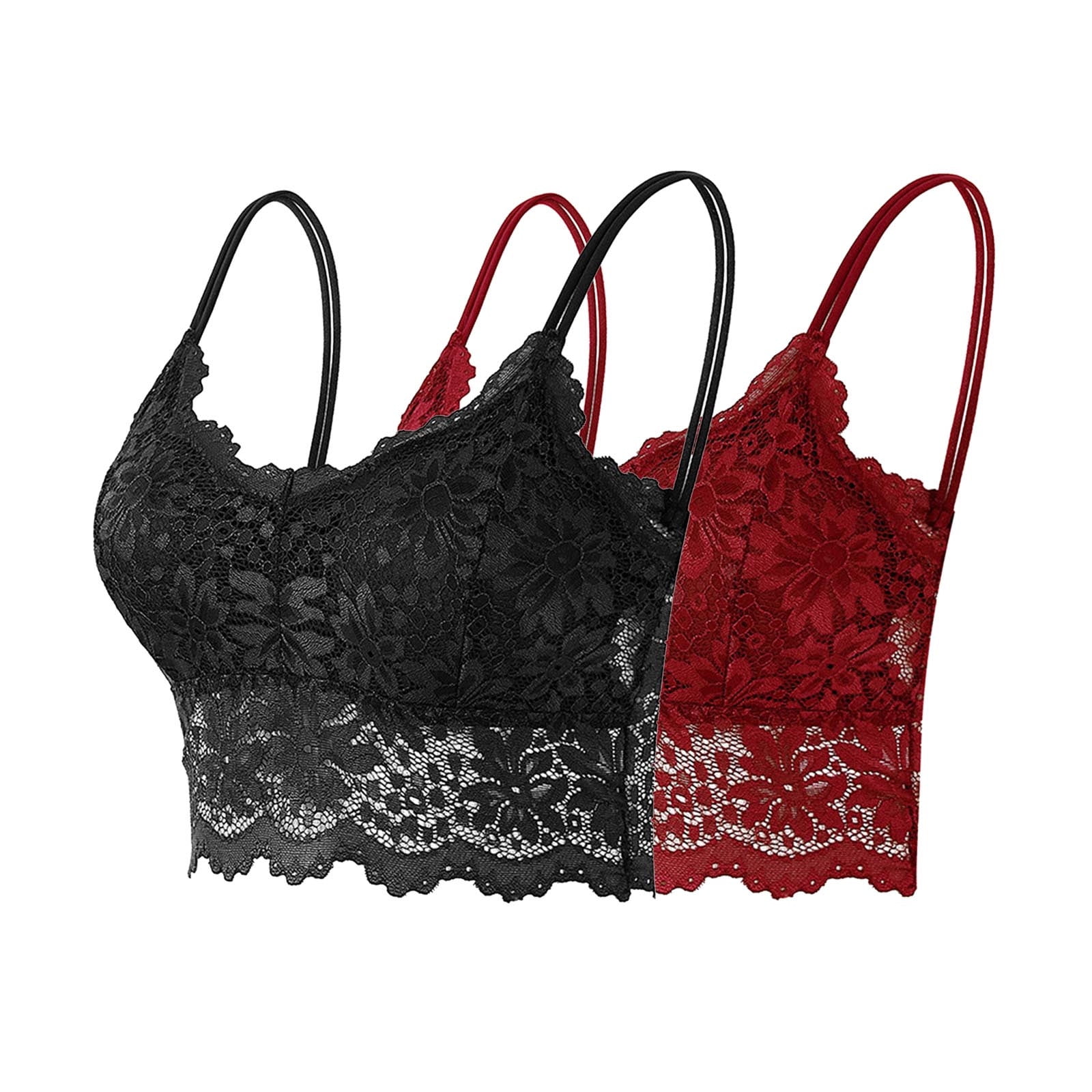 CENGNIAN No Boundaries Women's 2 Pack Breathable Lace Bralettes,Womens ...