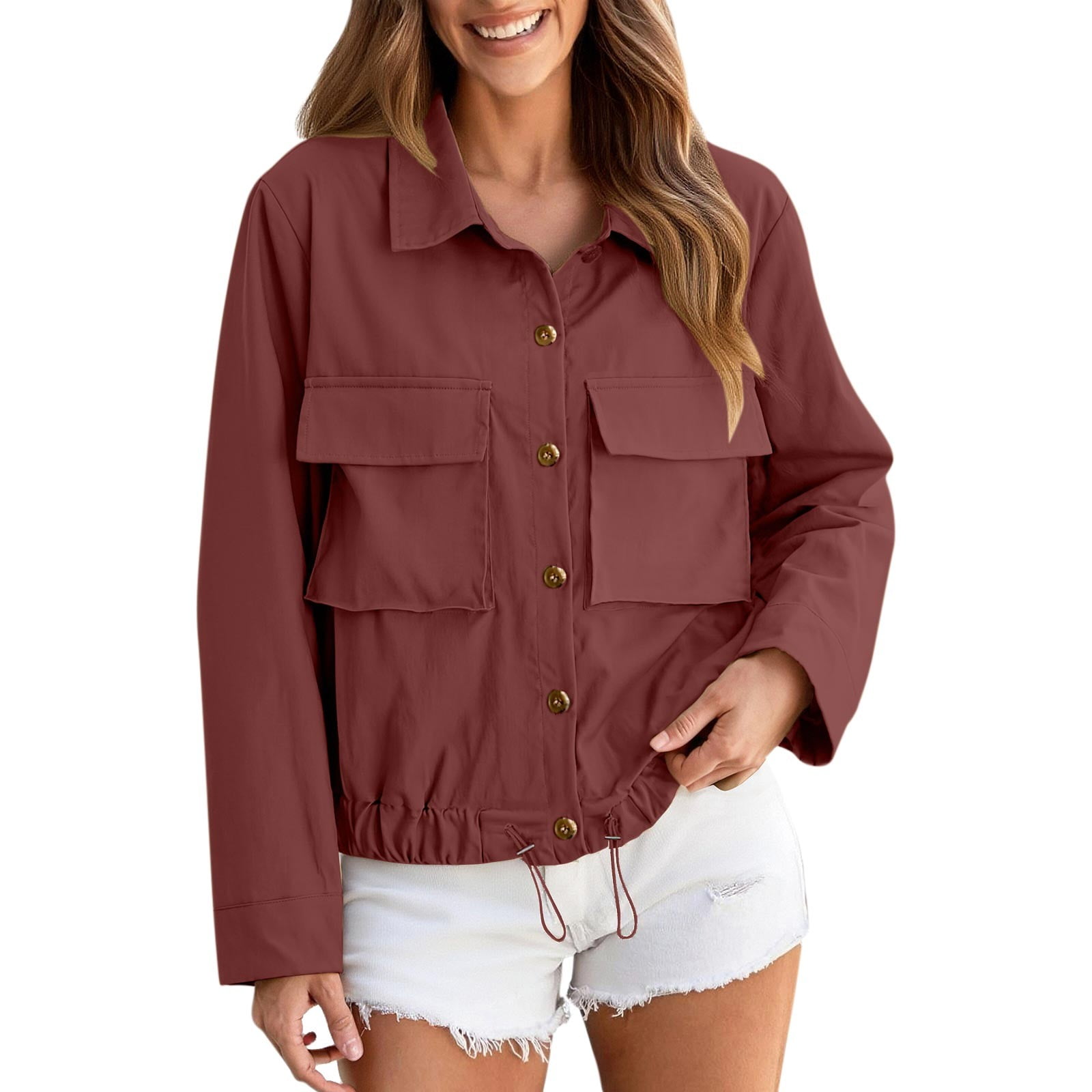 CENGNIAN No Boundaries Women's Lapel Cropped Utility Jackets,Ladies ...