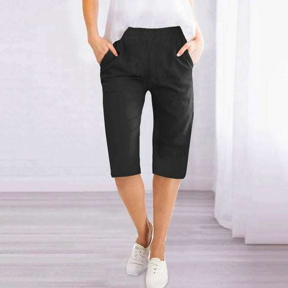 CENGNIAN Women Casual Summer High Waisted Wide Leg Linen Pants Comfy ...