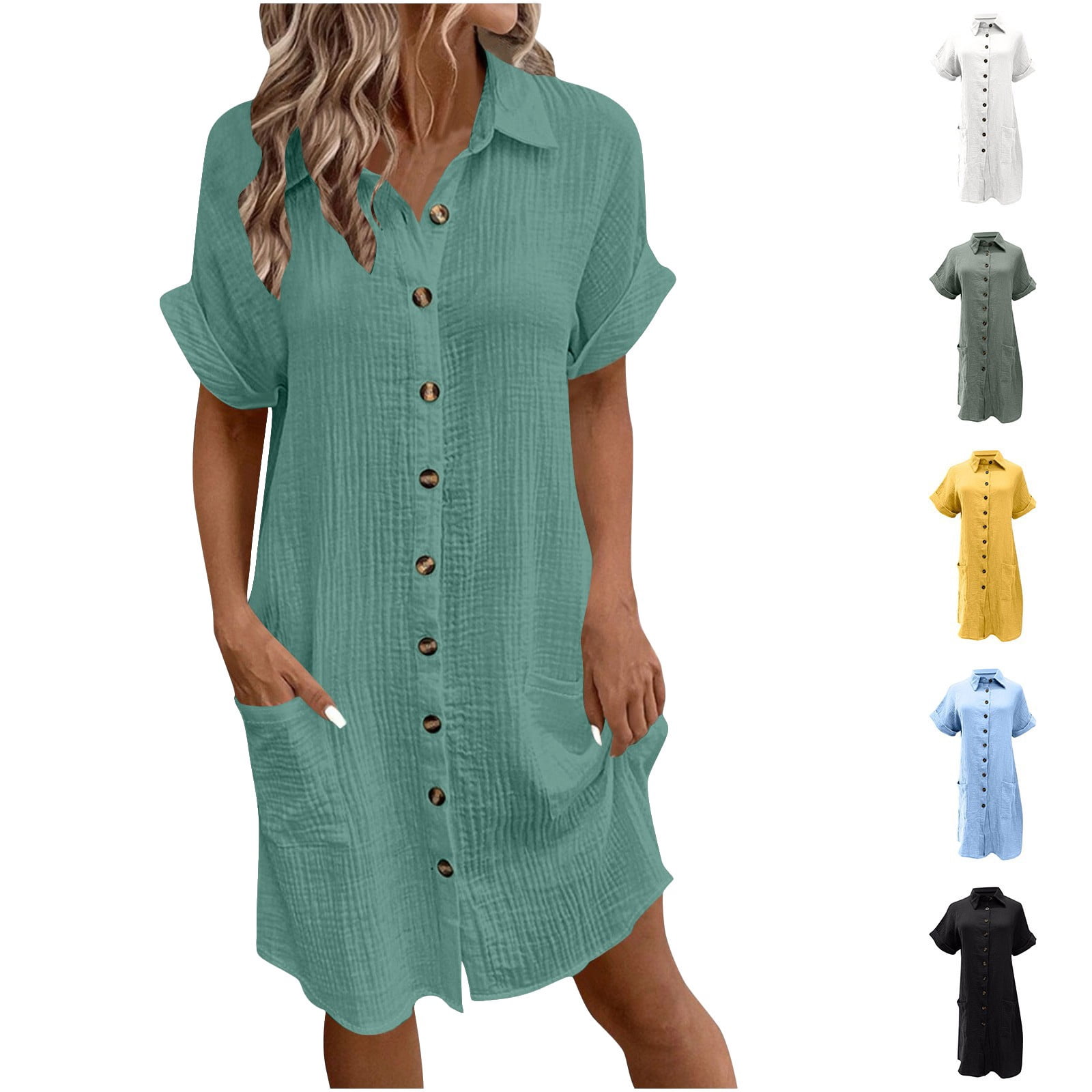 CENGNIAN Women Sleeve Bikini Beach Shirt Swimsuit Coverup Button Down ...