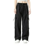 CENGNIAN Women's Baggy Cargo Low Rise Casual Pants Dressy Parachute ...