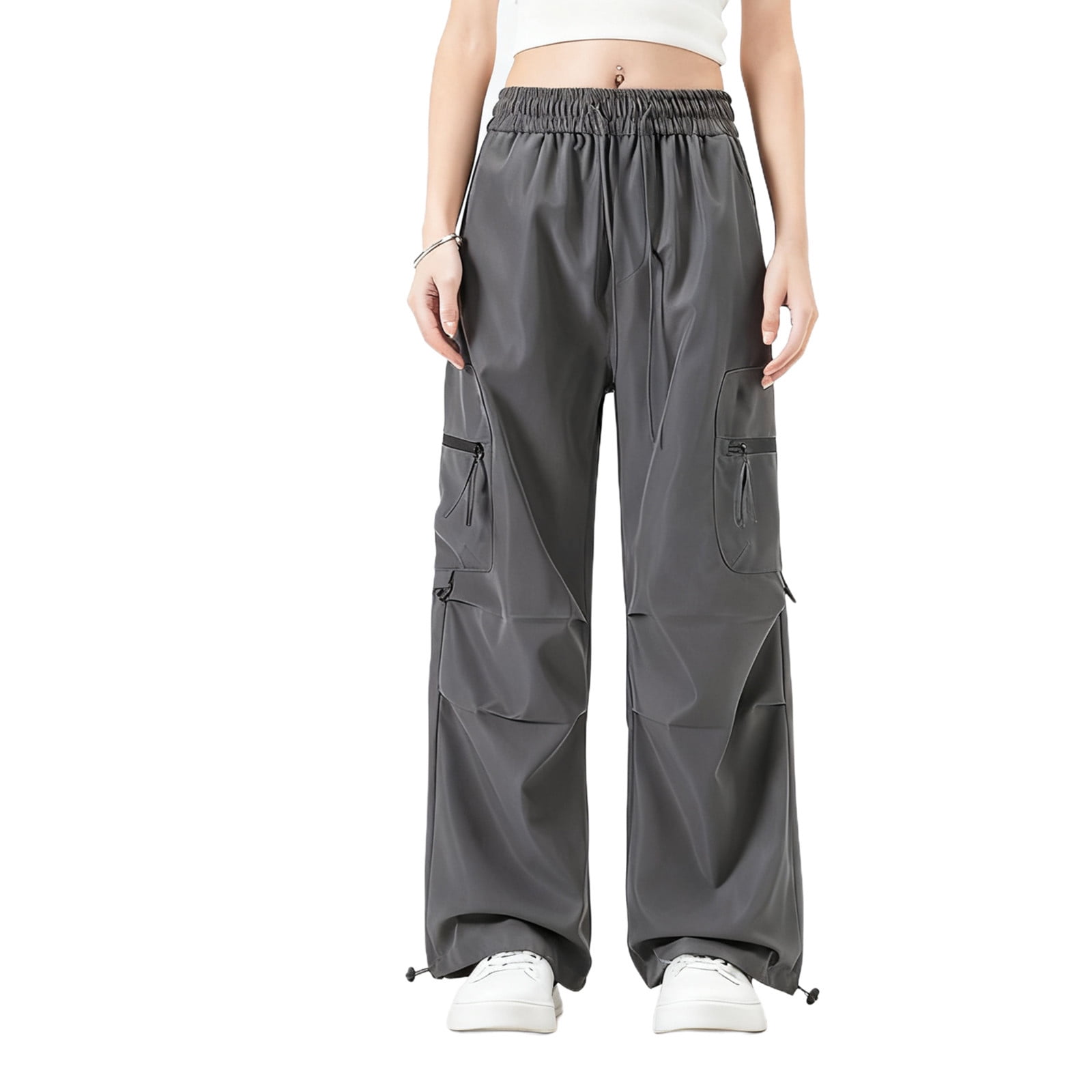 CENGNIAN Women's Baggy Cargo Pants Dressy Parachute Pants Low Rise ...