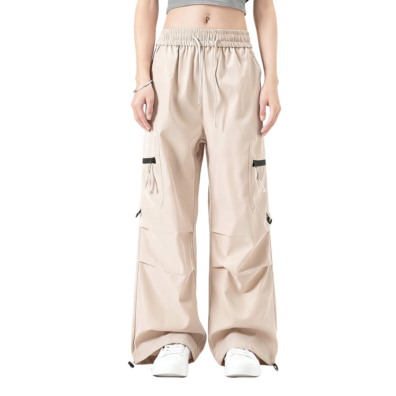 CENGNIAN Women's Baggy Cargo Pants Dressy Parachute Pants Low Rise ...